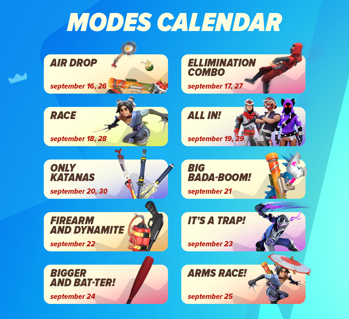 Sept 18–26 | Ninja Party Mode Calendar - Ninja Party